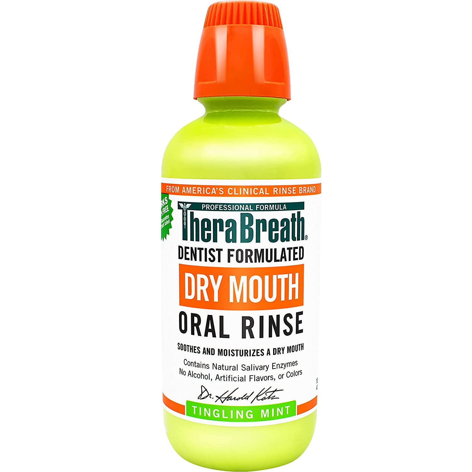 TheraBreath Dry Mouth Dentist Recommended Oral Rinse, Tingling Mint, 16 ...