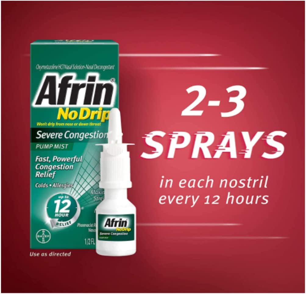 Afrin No Drip Severe Congestion 12 Hours Relief Nasal Decongestant ...