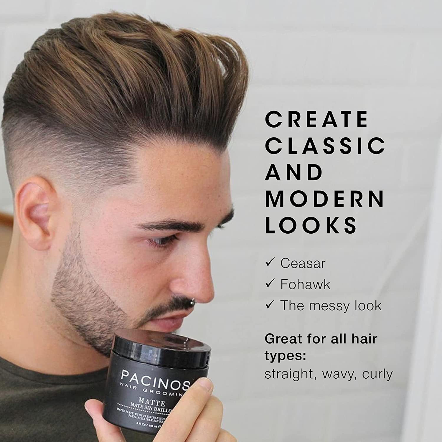 Pacinos Matte Hair Paste - Firm Hold, No Shine, Sculpting & Styling Wax ...