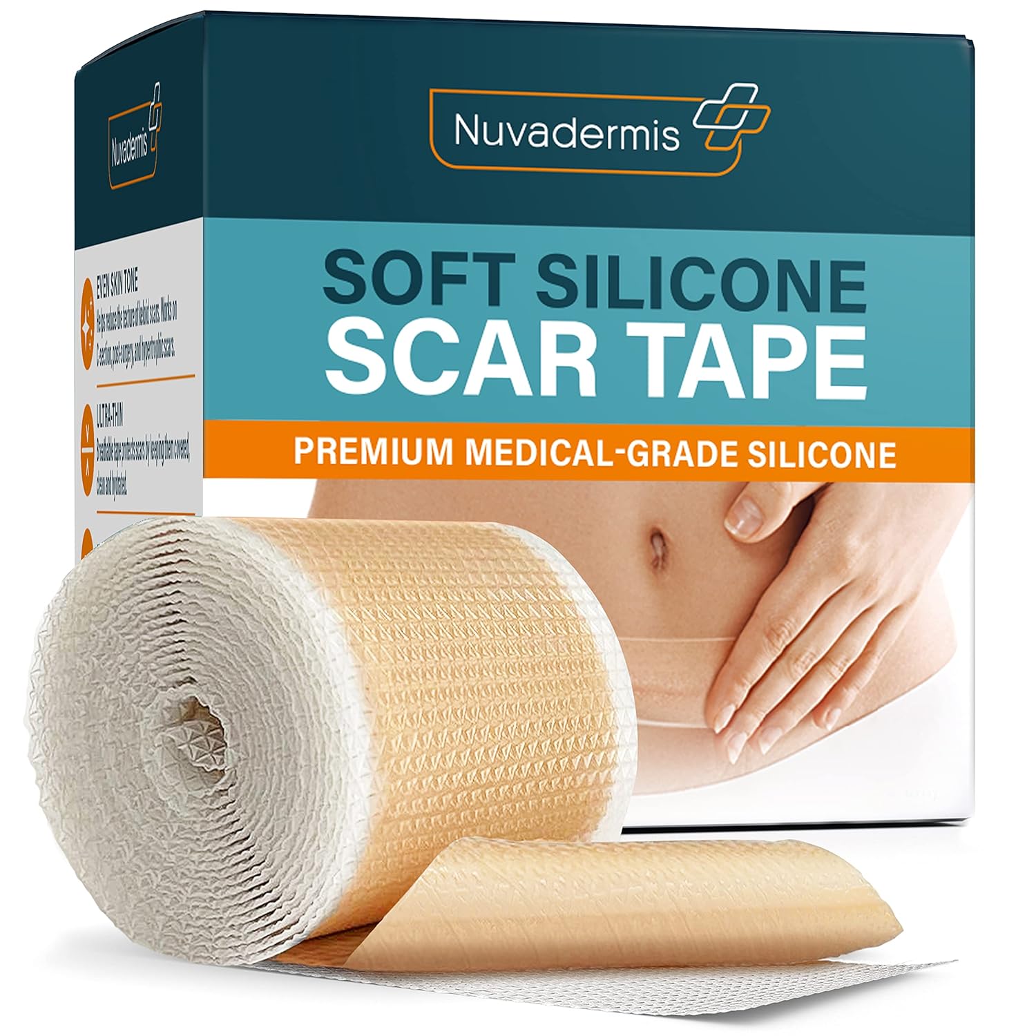 NUVADERMIS Silicone Scar Tape for Surgical Scars - 120" x 1.5" Roll ...