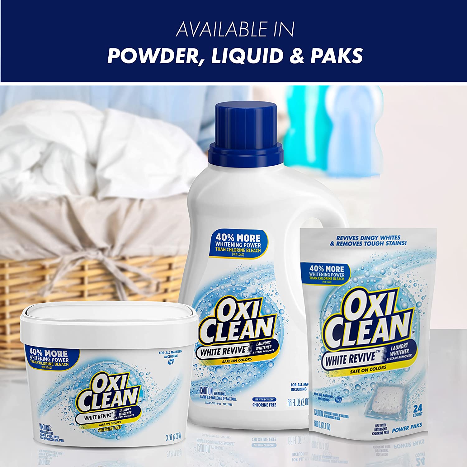 OxiClean White Revive Laundry Whitener + Stain Remover, 3 lbs ...