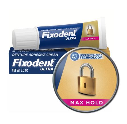 Fixodent Ultra Max Hold Denture Adhesive, 2.2 Ounce | iimonoliving
